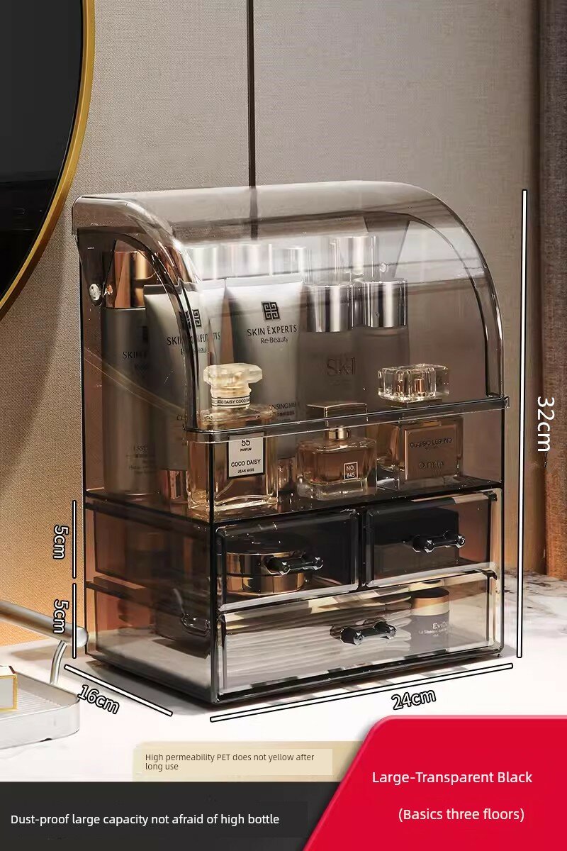 Элитный органайзер для косметики, пылезащитный, прозрачный, для туалетного столика, вместительная подставка для средств
