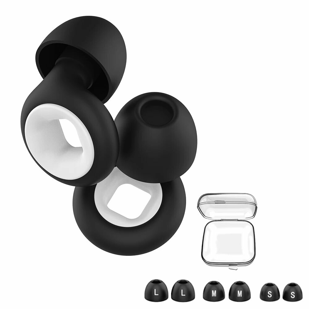 Черные силиконовые беруши Round square, L/M/S