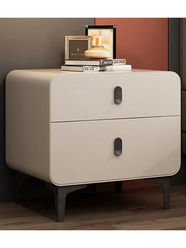 Прикроватный столик из цельного дерева, простая и современная небольшая прикроватная тумбочка кремового цвета