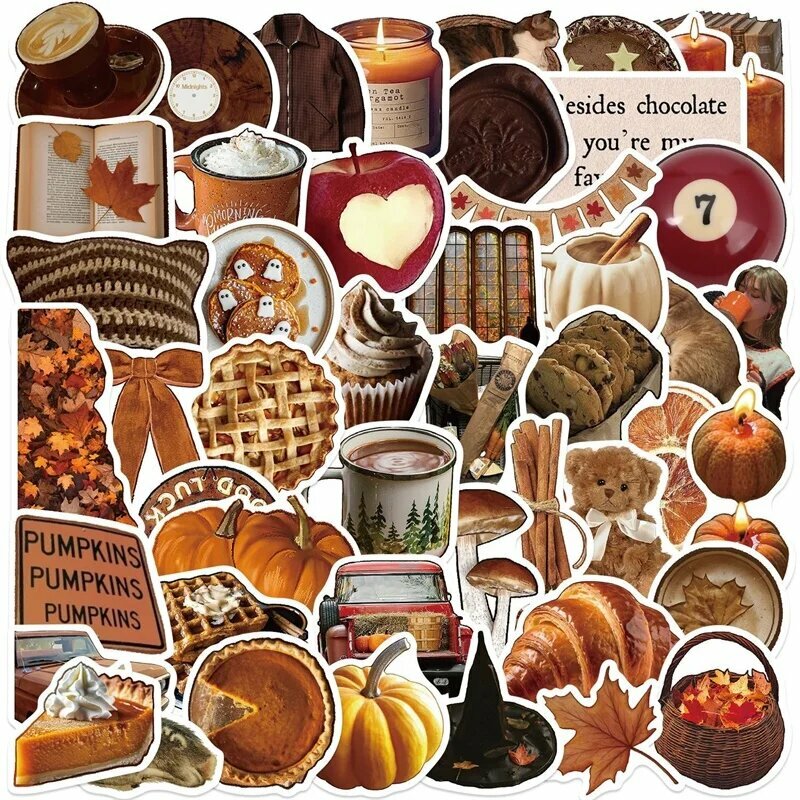 10/30/53 шт. кавайный осенний хлеб, ПВХ наклейка, эстетические цветные украшения, принадлежности для скрапбукинга, сделай сам, ручной учет для детей