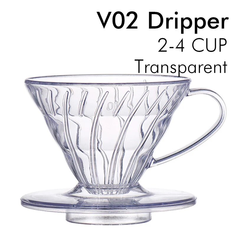 V02 Дриппер для кофе, 2-4 чашки, прозрачный