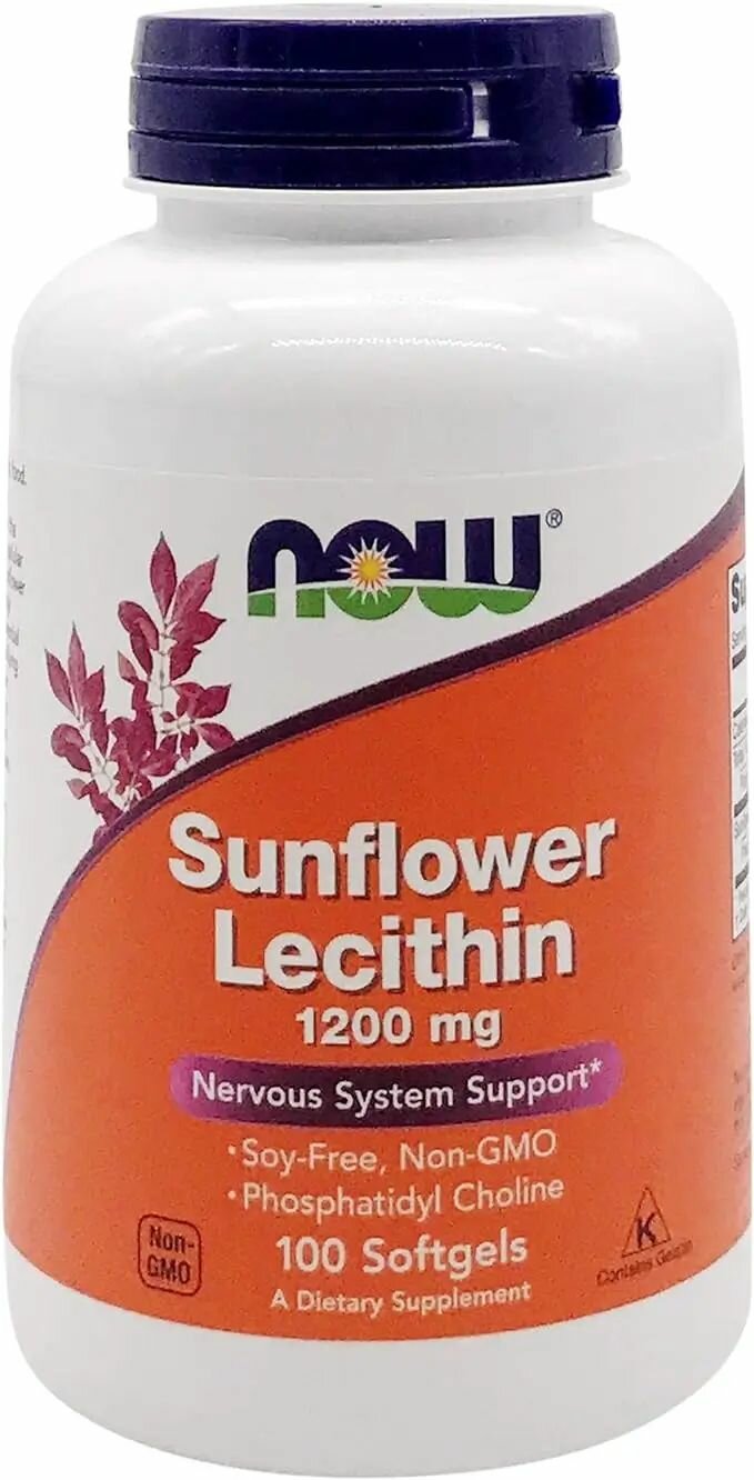 Лецитин подсолнечный NOW Sunflower Lecithin 1200 mg - 100 гел. капсул