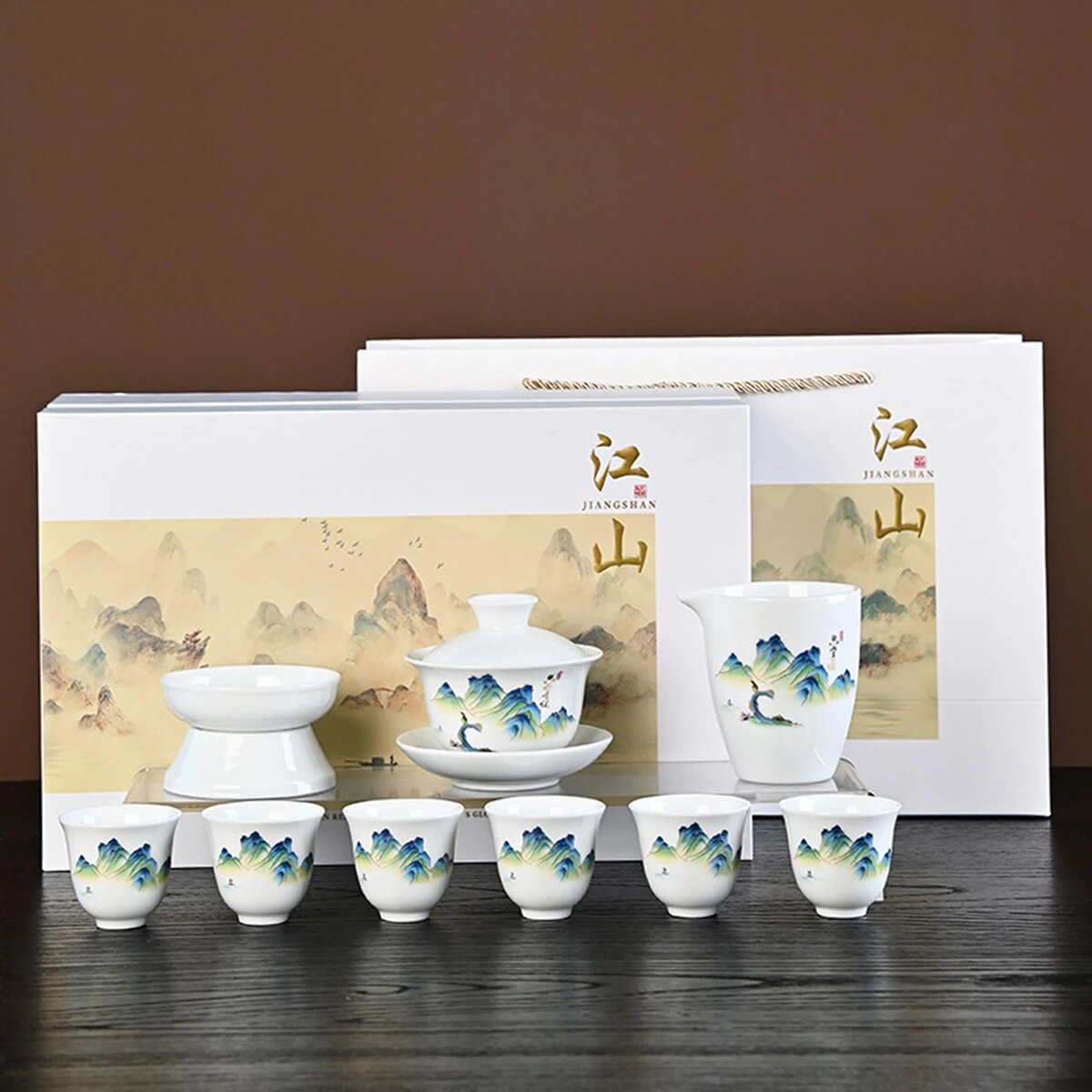 Набор посуды для чая из белой глины, подарочная упаковка, Набор чайной посуды «Только зеленый чай» (в подарочной коробке)