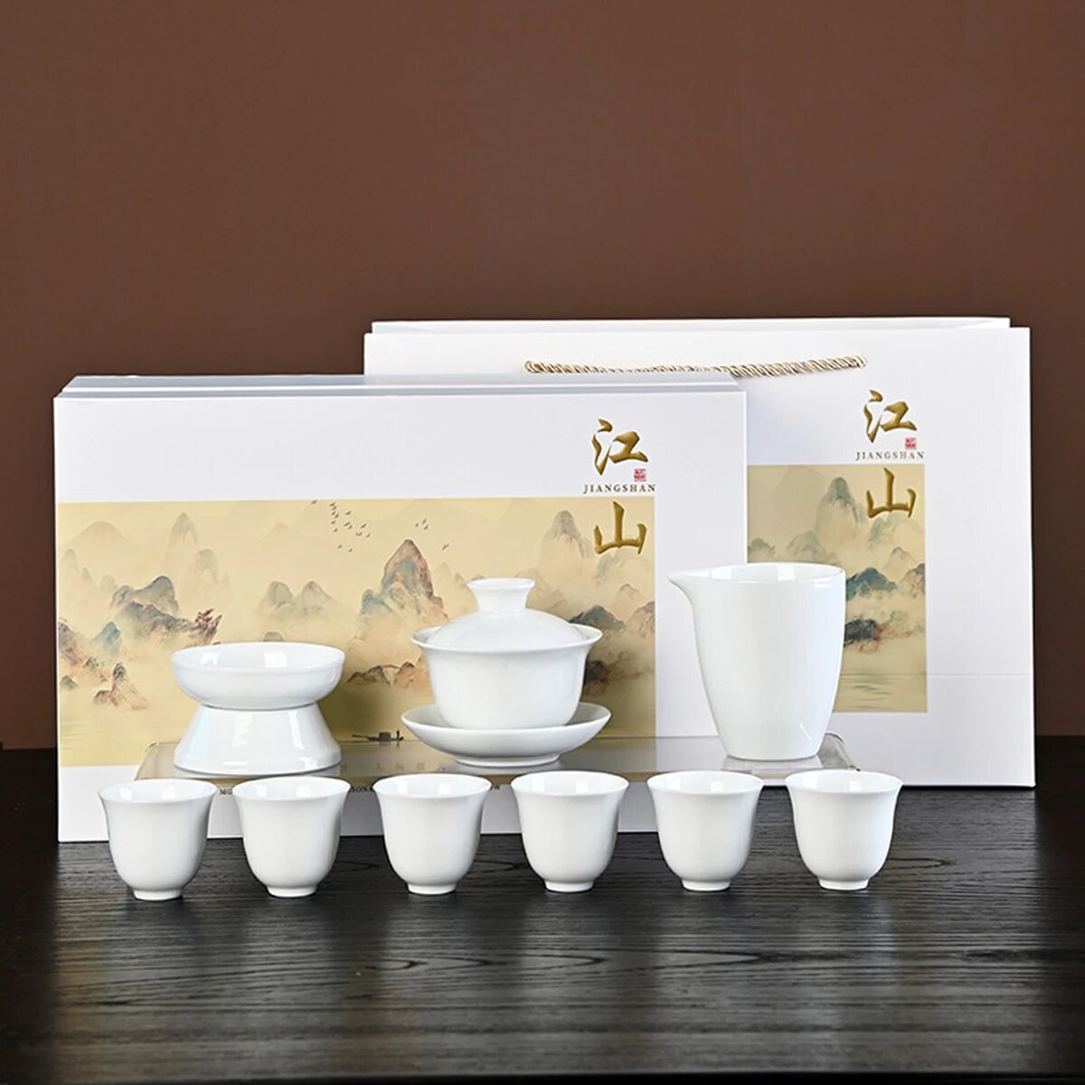 Набор посуды для чая из белой глины, подарочная упаковка, Набор чайной посуды белого цвета (в подарочной упаковке)