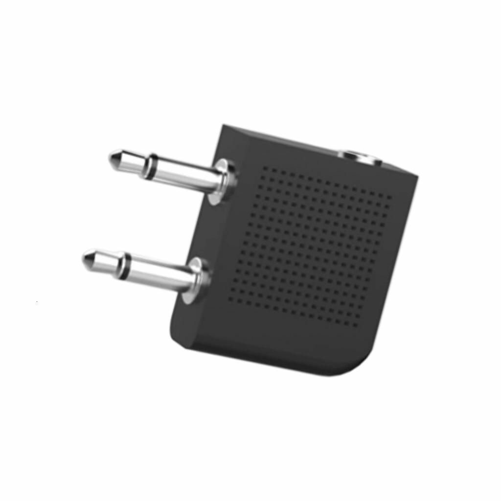 Авиационный переходник для наушников с Bluetooth и двумя разъемами 3.5 мм, - Черное никелированное покрытие