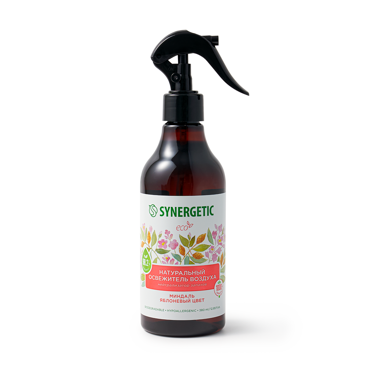Освежитель воздуха Synergetic "Миндаль и яблоневый цвет", спрей, 380 мл