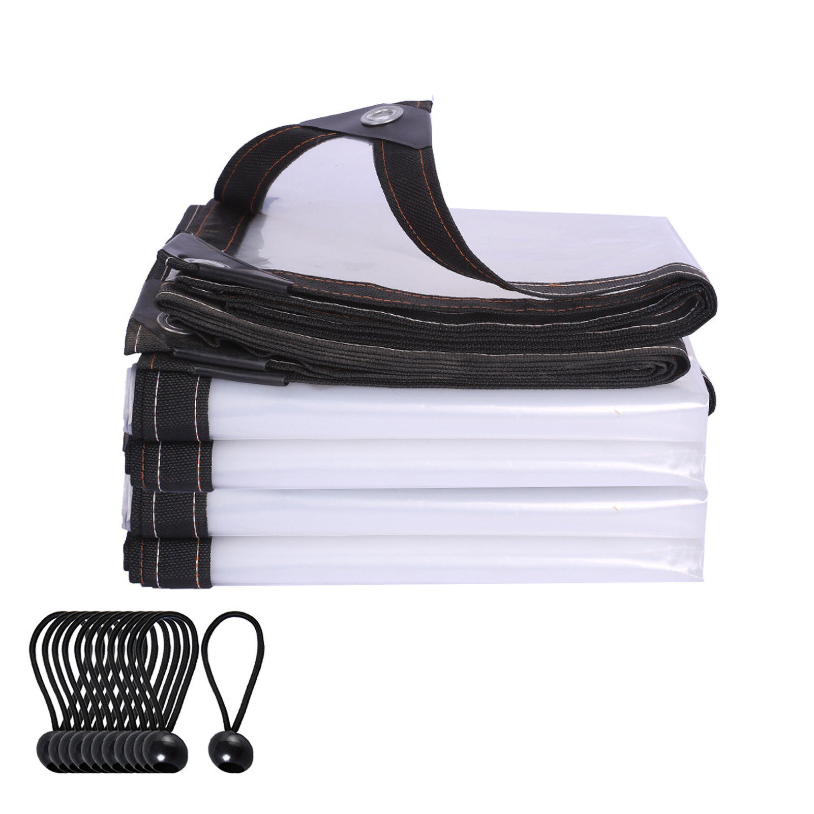 Прозрачный водонепроницаемый чехол из ПВХ с ремнями для растений 2x2m (6.56x6.56ft) с металлическими очами для сада, теплицы, двора, фермы, упаковка включает 1 чехол и 8 ремней