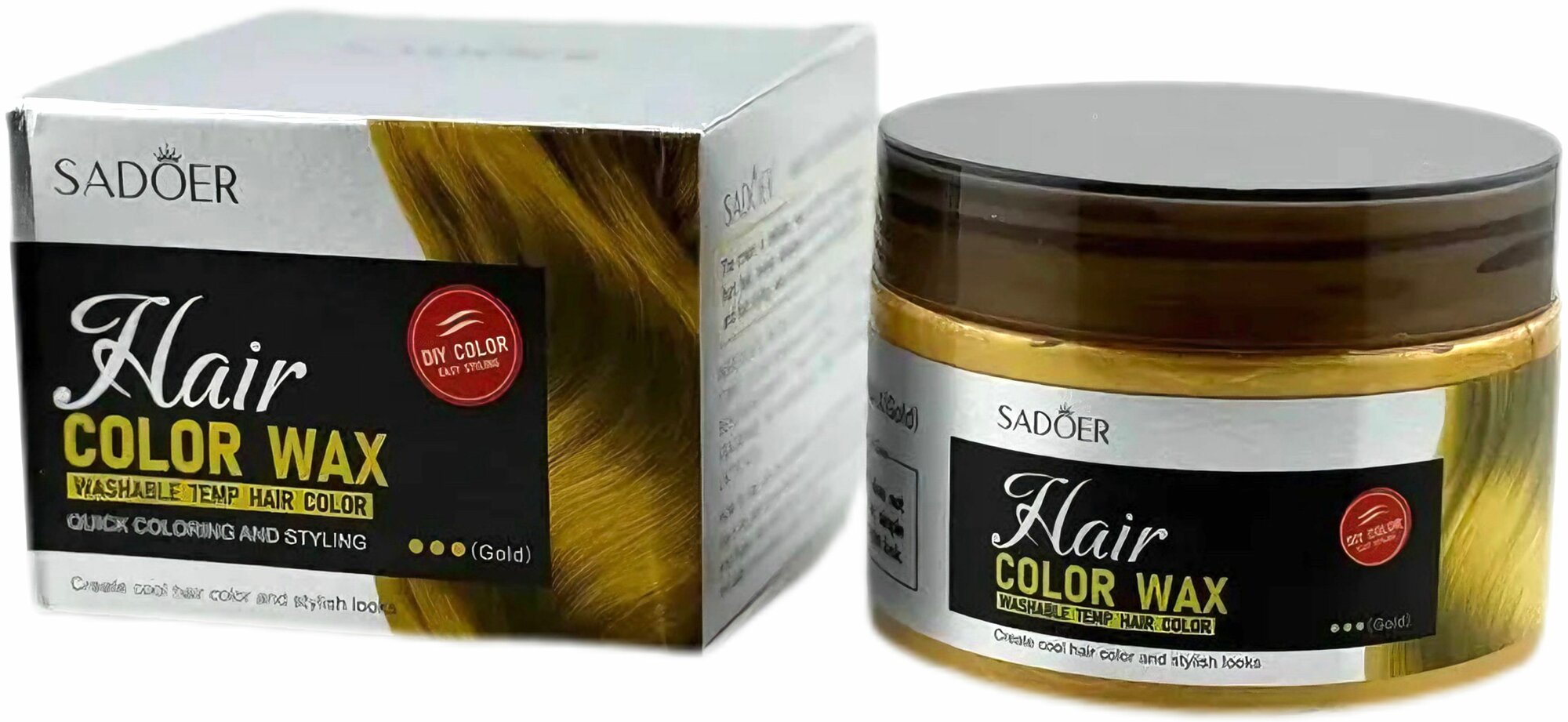 SADOER Краска воск для волос смываемая Золото 120 гр.