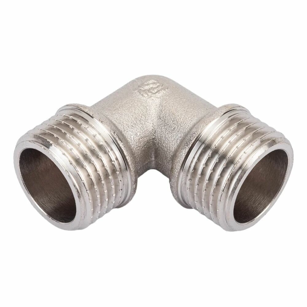 Угольник STI латунный Ду15 (1/2") Ру16 НР/НР никелированный D270-05010