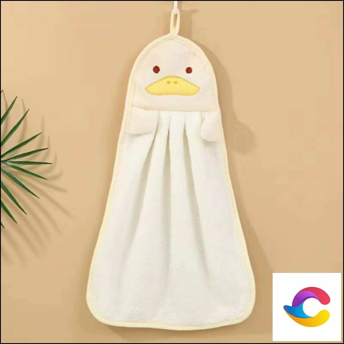 Детское полотенце для рук с крючком, милые пингвины и утята, мягкое и впитывающее, для умывания и ванной, желтый