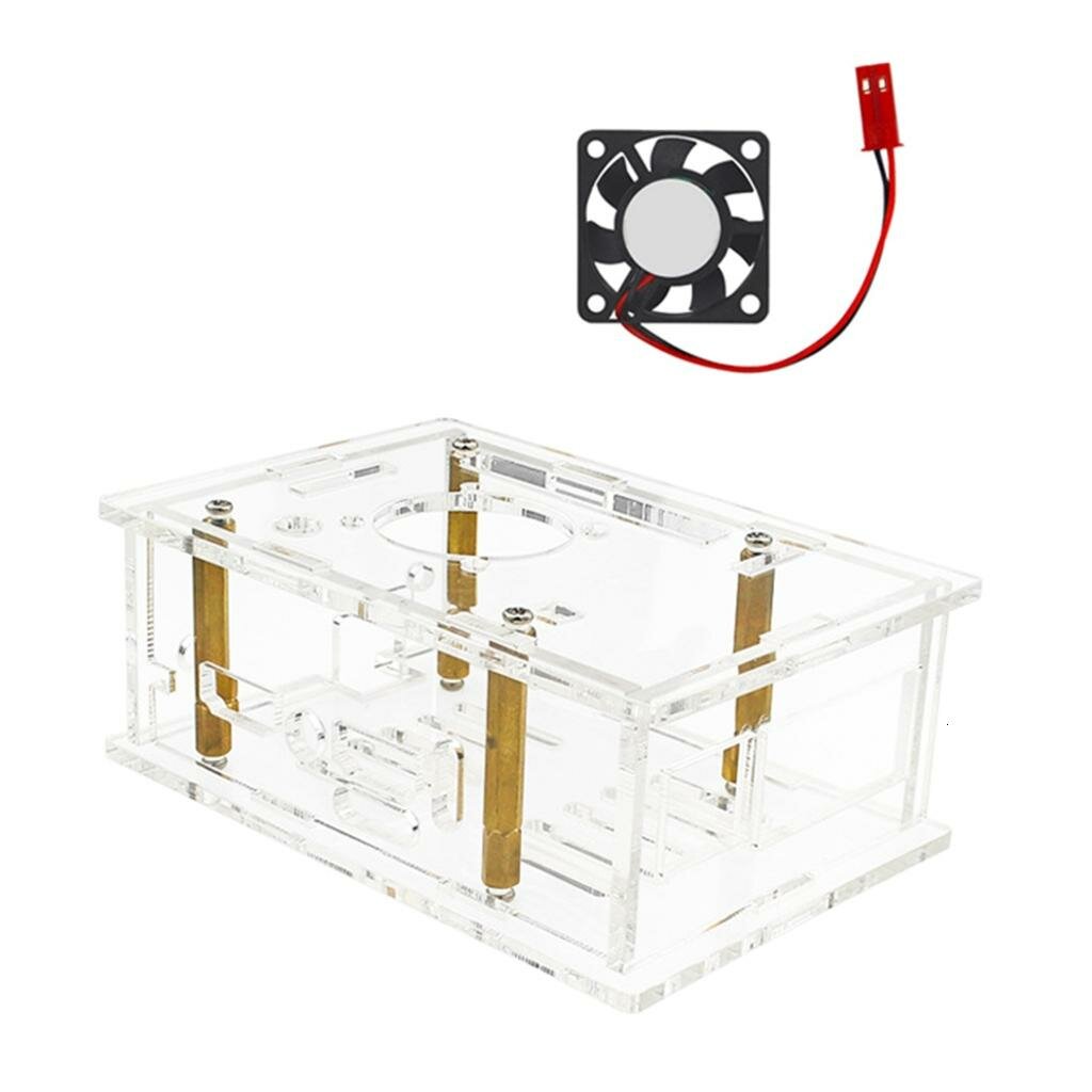 Корпус для Orange Pi 5 Pro с акриловой крышкой, Вентилятор охлаждения корпуса