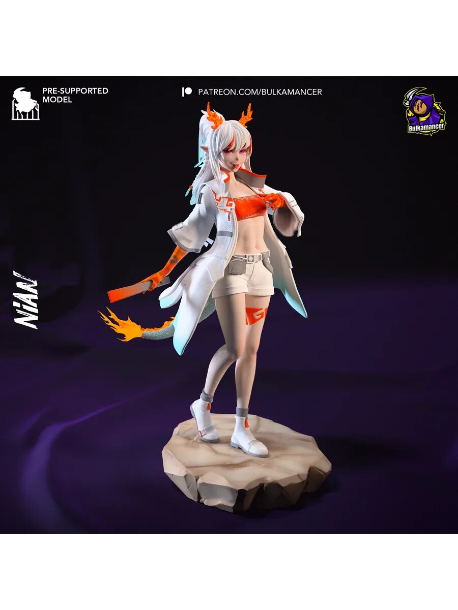 Коллекционная фигурка Nian - Arknights под покраску 20 см