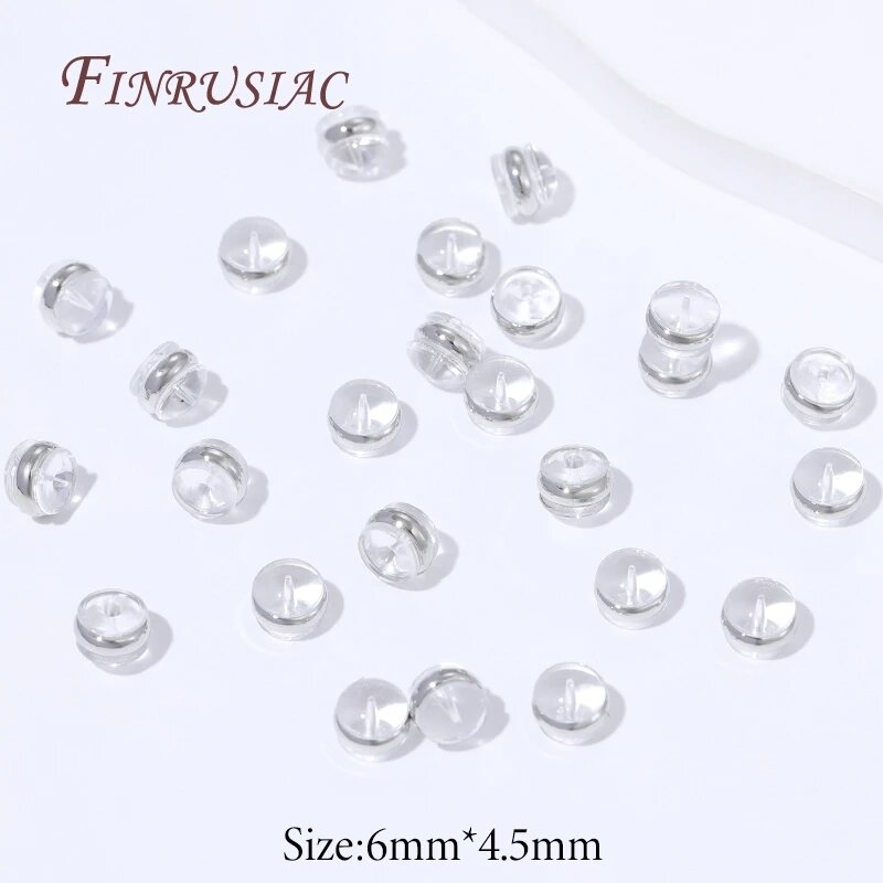 Заглушки для сережек FINRUSIAC, 20 шт, Rhodium Plated, 6x4.5 мм