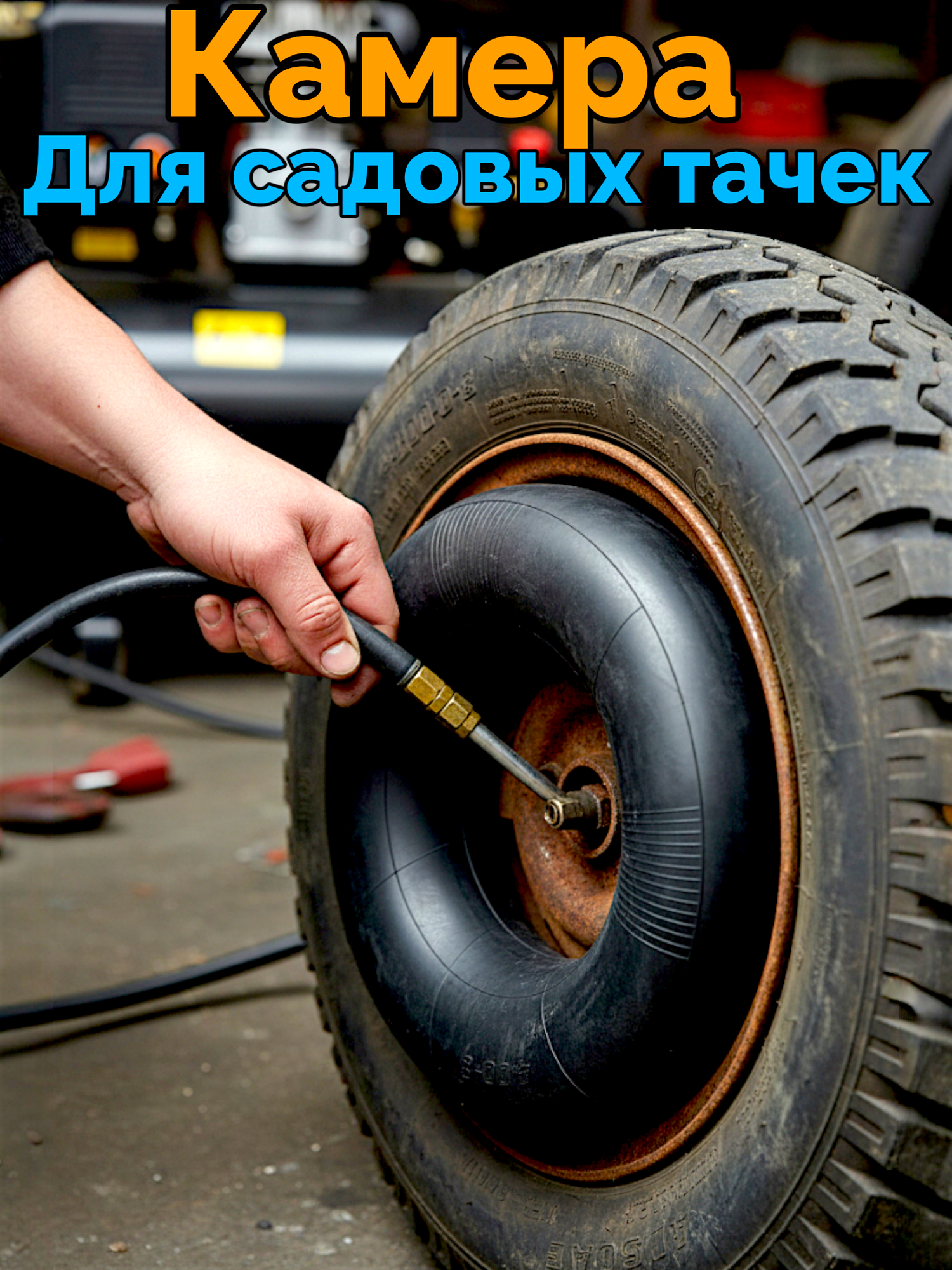 Камера для колеса, черная, резина, 4.00-8, внешний диаметр 320мм