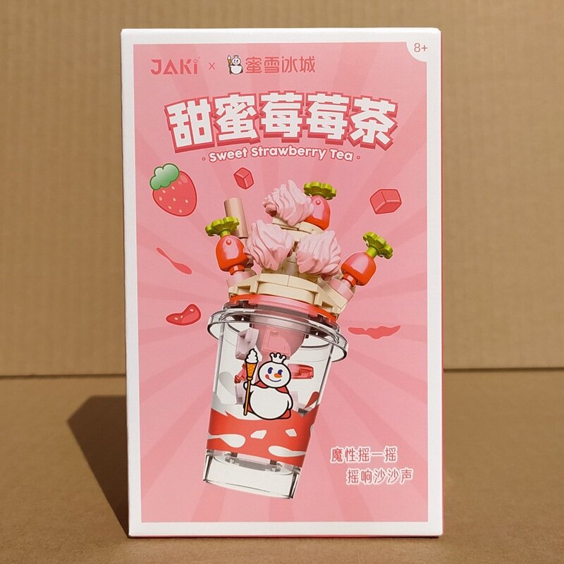 Строительные блоки Jiaqi 6105 Tide Play Мед Снежный город Снежный король Сладкое молоко Чашка для чая Собранная