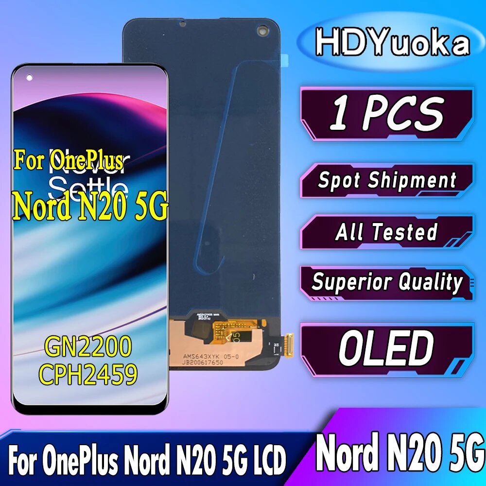 6,43 "OLED для OnePlus Nord N20 5G ЖК-дисплей с цифровым преобразователем сенсорного экрана в сборе для OnePlus GN2200 CPH2459 Замена ЖК-дисплея