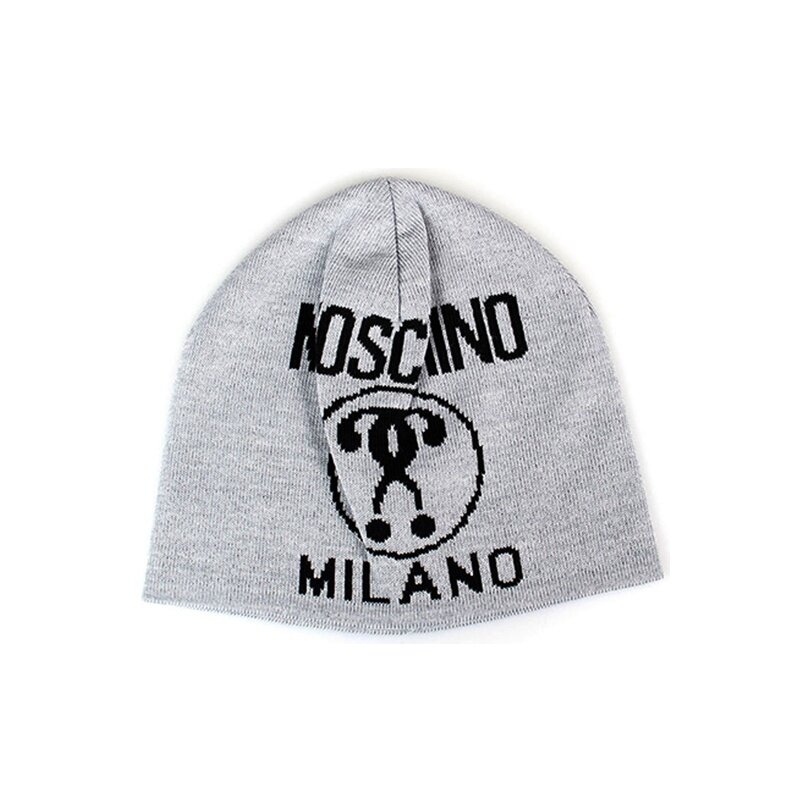 Шапка-бини MOSCHINO для мужчин, размер OneSize, серый
