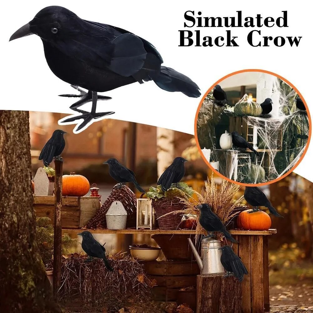 Искусственные реалистичные чёрные вороны, муляжи птиц, декор для сада на Хэллоуин
