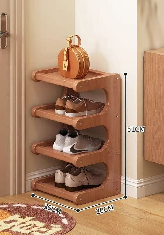 Обувница Этажерка, бамбук, 4 секций, коричневая, высота 51 см, ширина 30 см