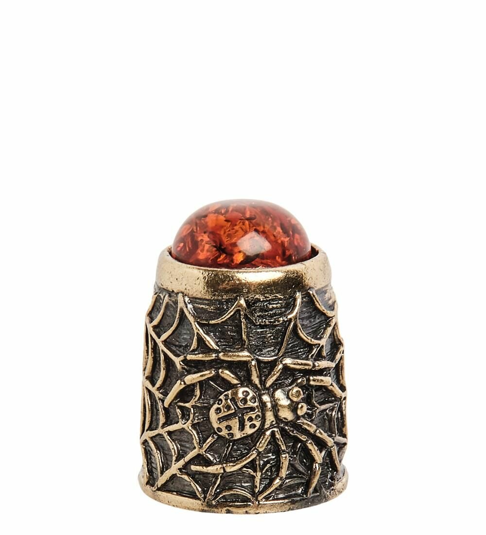Наперсток из янтаря и латуни "Паук и муха" A2101752 Народные промыслы, Латунь, янтарь