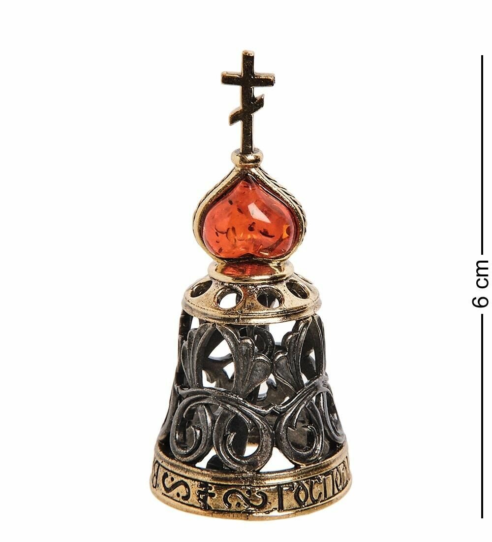 Колокольчик Народные промыслы "Спаси и сохрани", латунь, янтарь, бронза, Россия