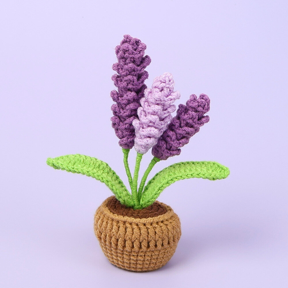 Готовое ручное растение в горшке с искусственными цветами лаванды и ячменя, подарок на День святого Валентина и День учителя, миниатюрное маленькое украшение