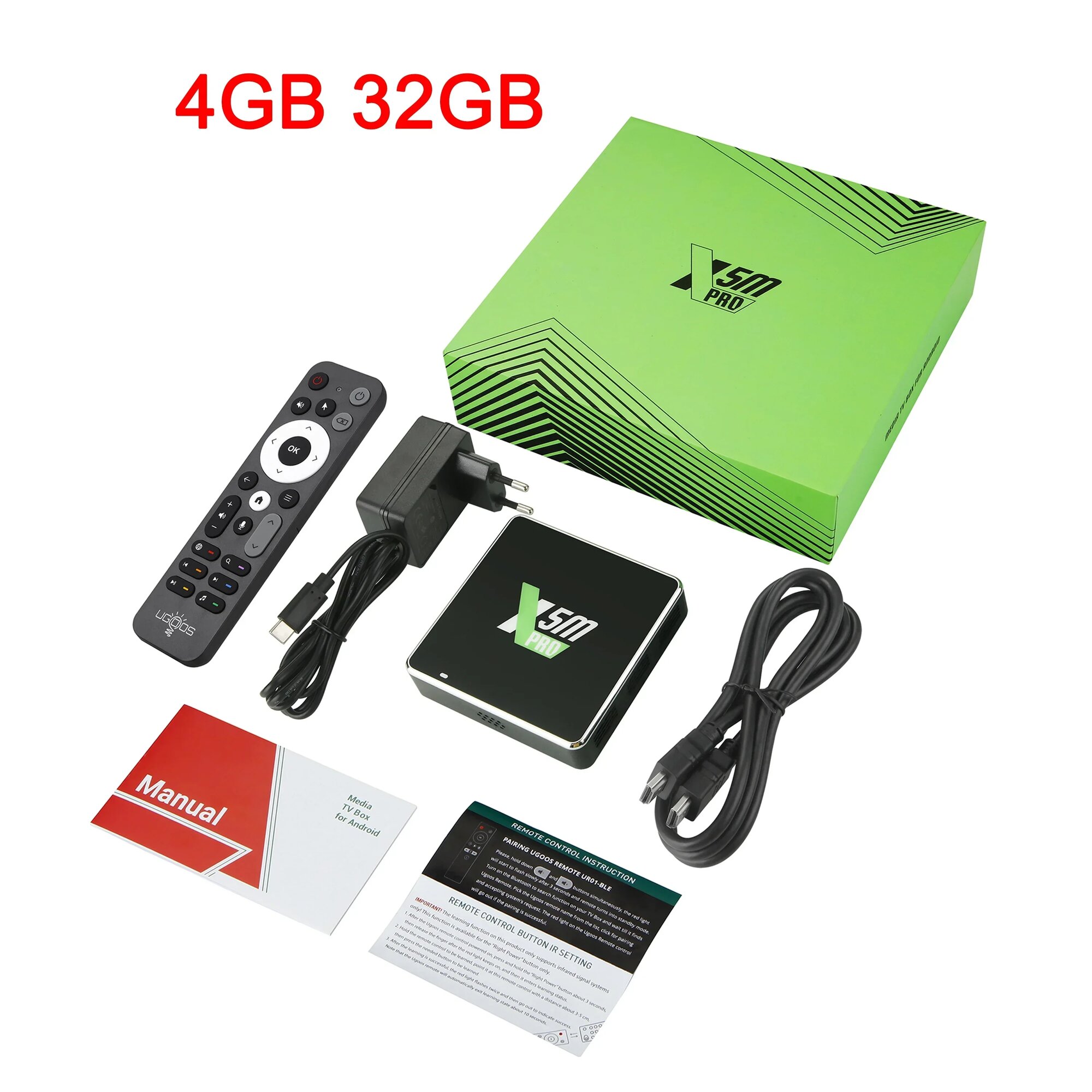 UGOOS Smart TV Box X5M Pro 4/32 ГБ Европейская вилка (EU Plug), 4GB 32GB