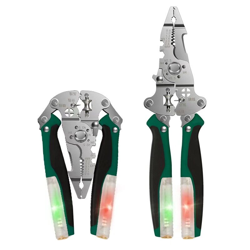 Новая модель многофункционального инструмента для зачистки проводов с тестером напряжения, специальный складной инструмент электрика 16-в-1 для промышленного использования, резак и зачистка кабелей