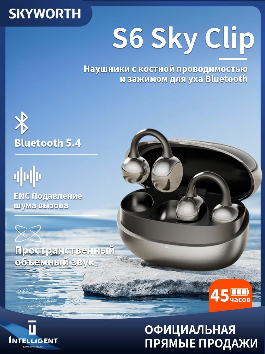 Skyworth S6 Sky Clip Bluetooth-гарнитура с костной проводимостью и зажимом для уха