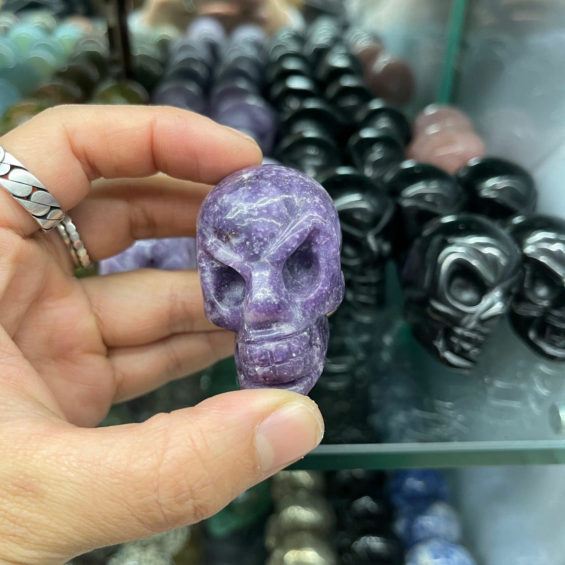 2inch Нефритовый Резной Череп Натуральный Необработанный Камень Полированный Призрачный Голова Хэллоуинское Украшение Кристальный Череп Орнамент