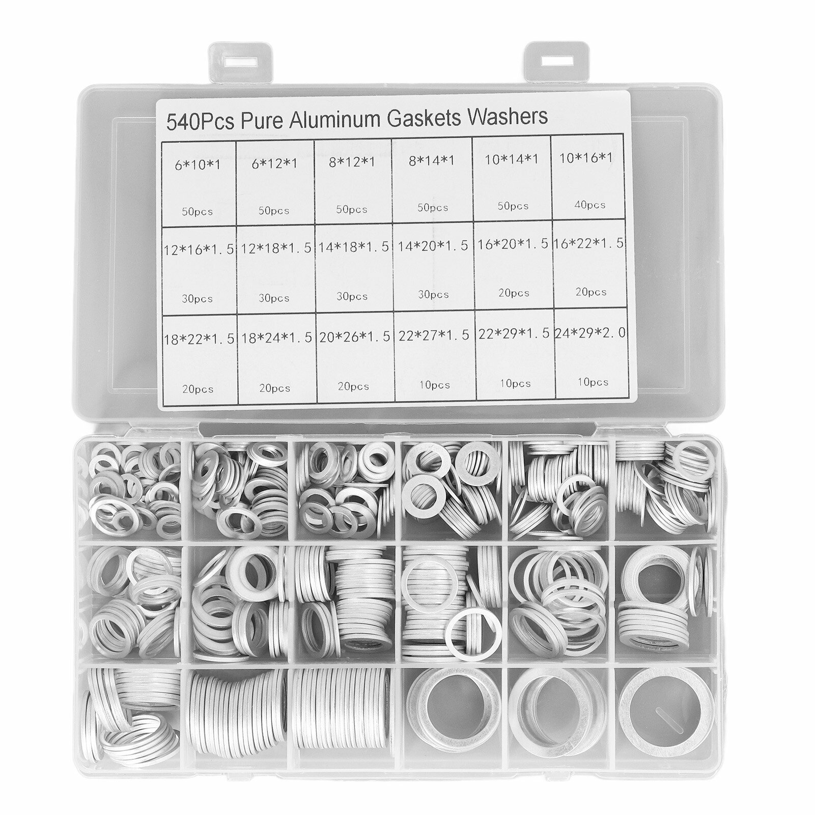 540 шт. комплект уплотнительных шайб, устойчивый к коррозии, уплотнительное кольцо, набор шайб из алюминиевого сплава для автомобилей