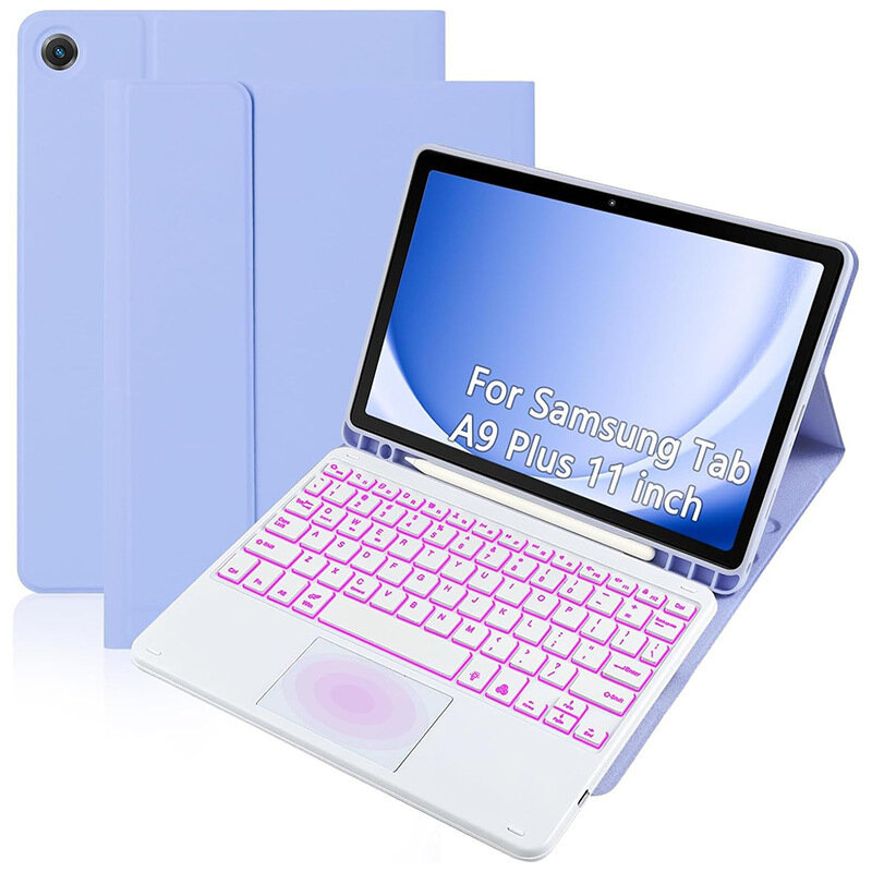 Samsung Tab A9 Plus 11-дюймовый SM-X210/X216/X218 Сенсорная подсветка Bluetooth Клавиатура 216 Слот для ручки Кожаный чехол Силиконовый