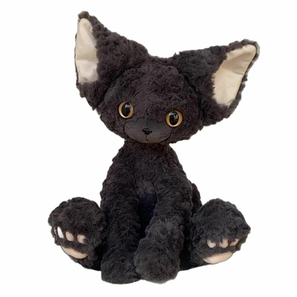 Мягкая игрушка Немецкий кот, кот Девон, 35 см черный
