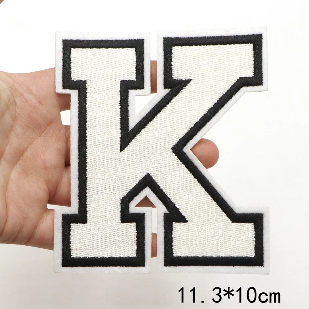 Нашивка буква K белая 11.3*10см