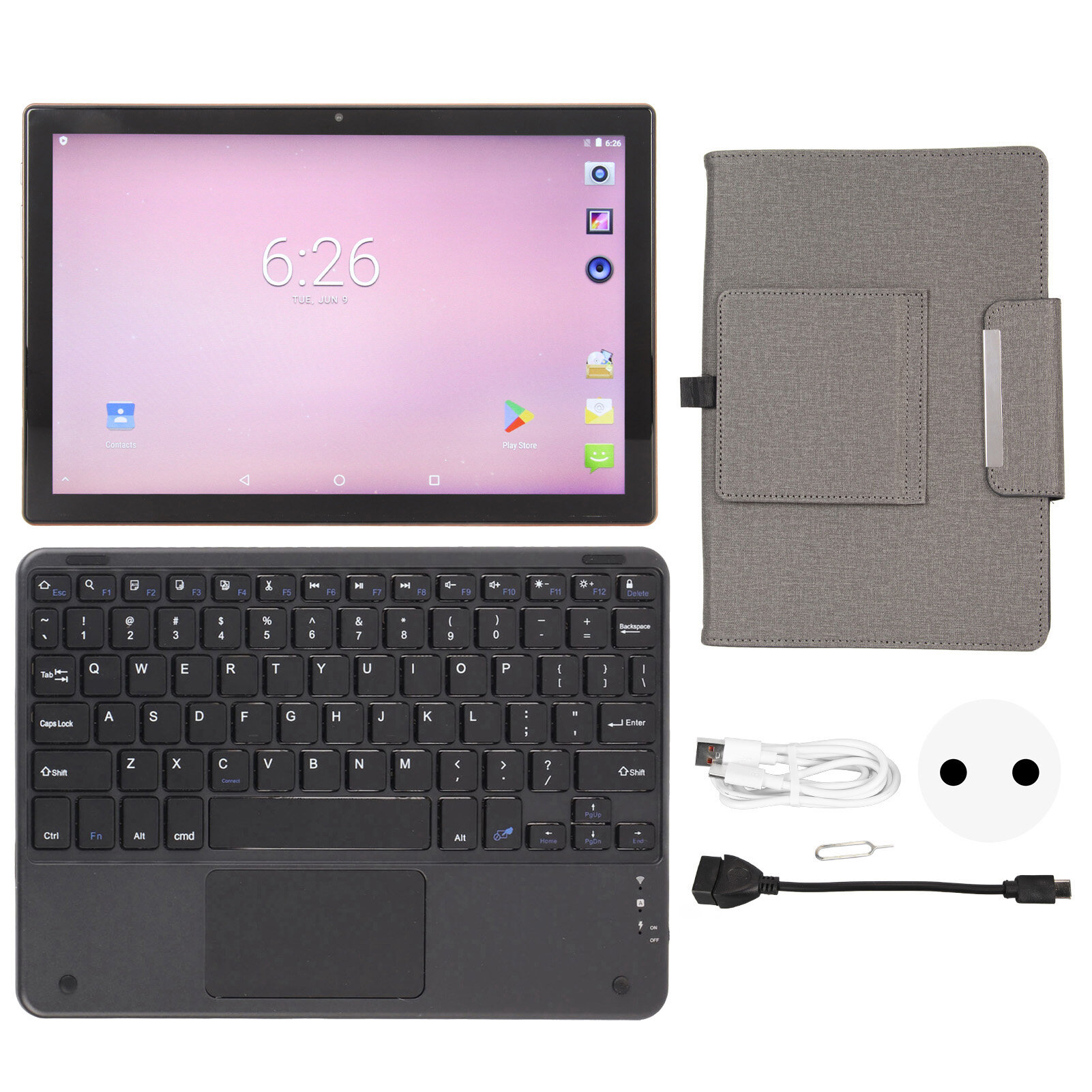 10,1" планшет 2 в 1, Android 12, 8-ядерный, 5G WiFi, 8 ГБ, 256 ГБ, клавиатура, EU Plug