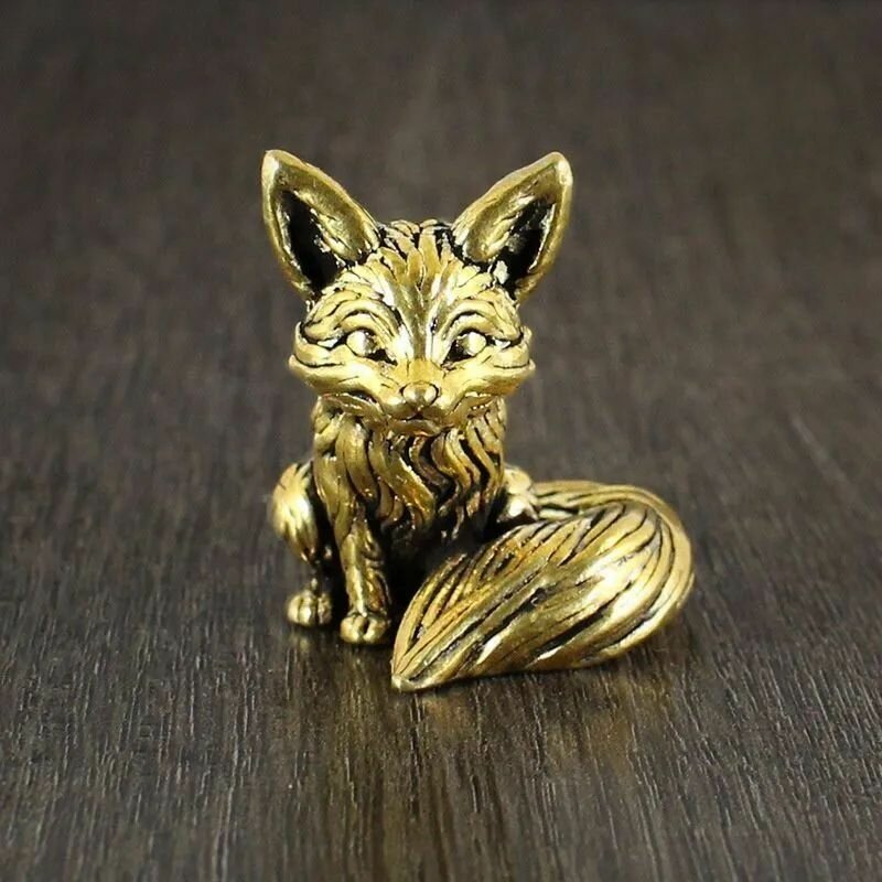 Скульптура животного-лиса - Символ года 2025, Латунь, Бронза