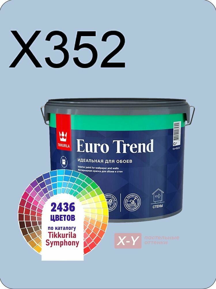 Краска для обоев Tikkurila Euro Trend 9л. пастельные оттенки X352