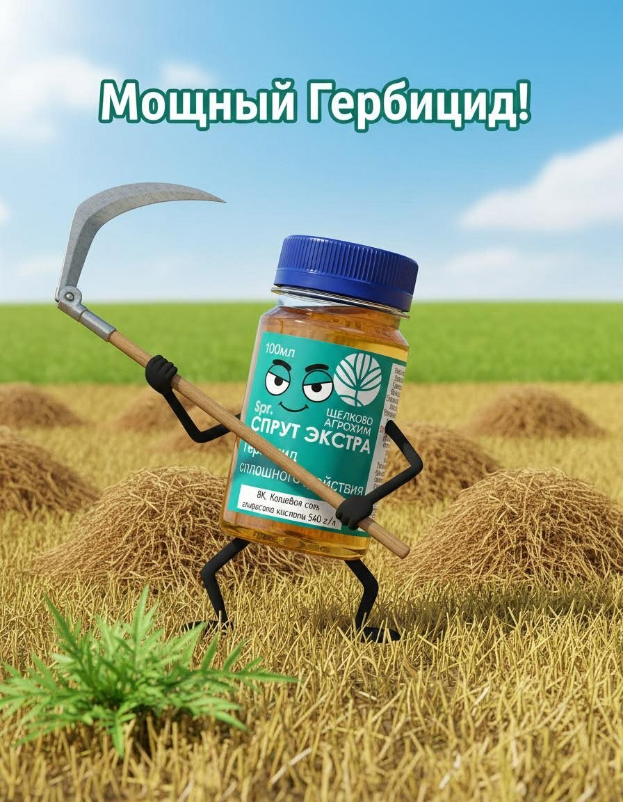 Гербицит сплошного действия - Спрут Экстра 100 мл, глифосат, ВК калиевая соль глифосата кислоты 540 г/л