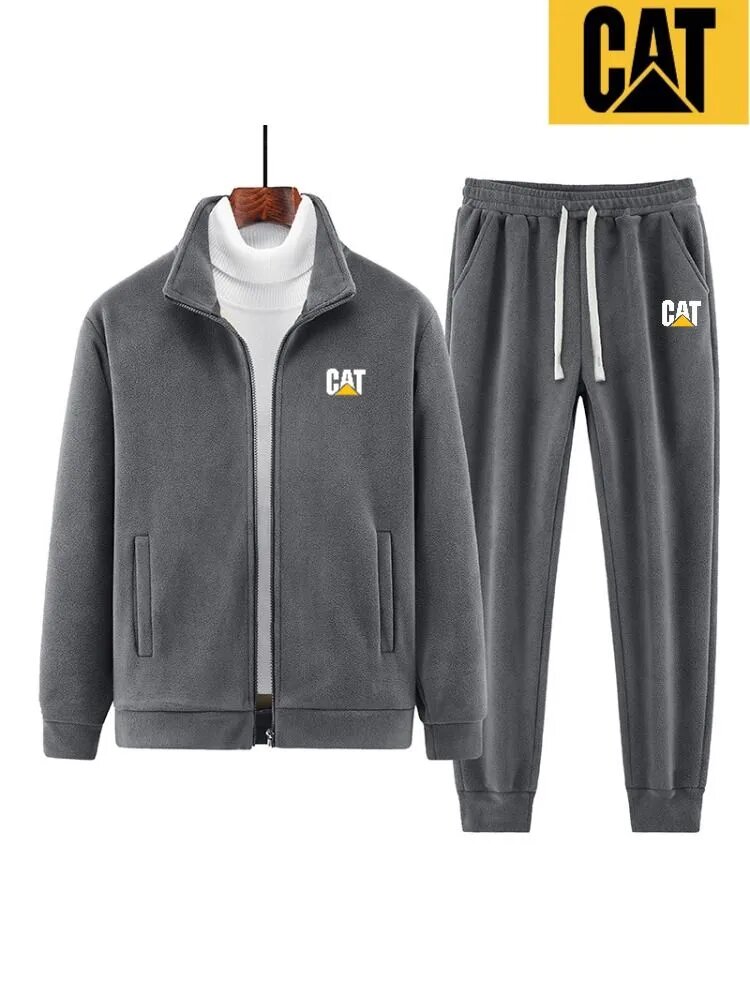 Комплект одежды Caterpillar Спортивный костюм мужской с капюшоном и вельветом, Утепленный комплект для зимы и межсезонья, Теплая толстовка и штаны для города и отдыха, sixe 44-54