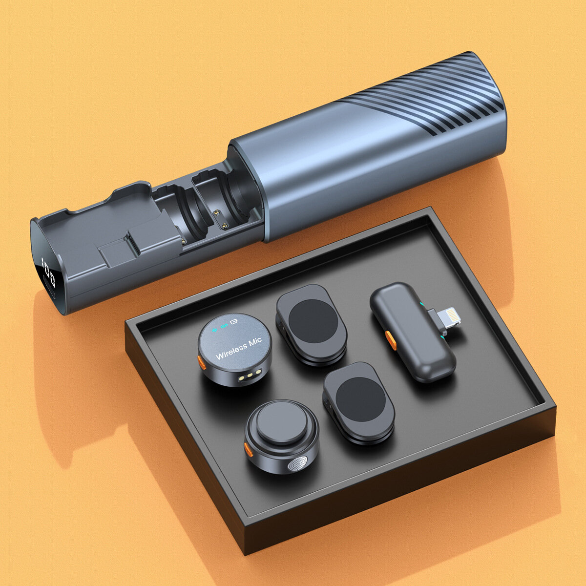 2025 Беспроводной петличный микрофон с магнитным креплением для мобильного телефона, микрофон для прямой трансляции, микрофон для интервью с шумоподавлением