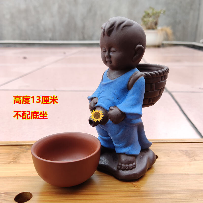 Фиолетовый глиняный чайный питомец, очаровательный маленький монах Майтрейя Будда, большие и маленькие размеры, распыляющий воду, писающий ребенок, писающий малыш, украшение для чайного стола