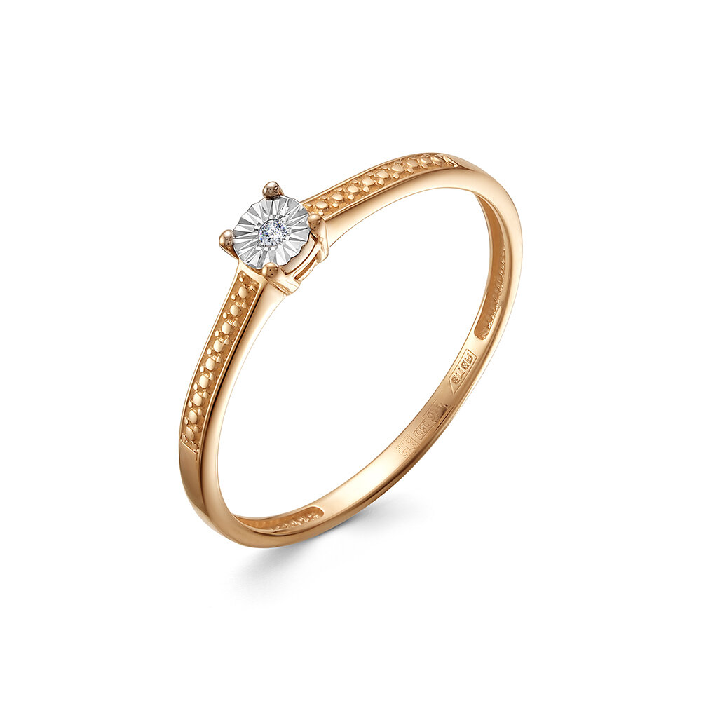 Кольцо помолвочное, красное золото, 585 проба, бриллиант