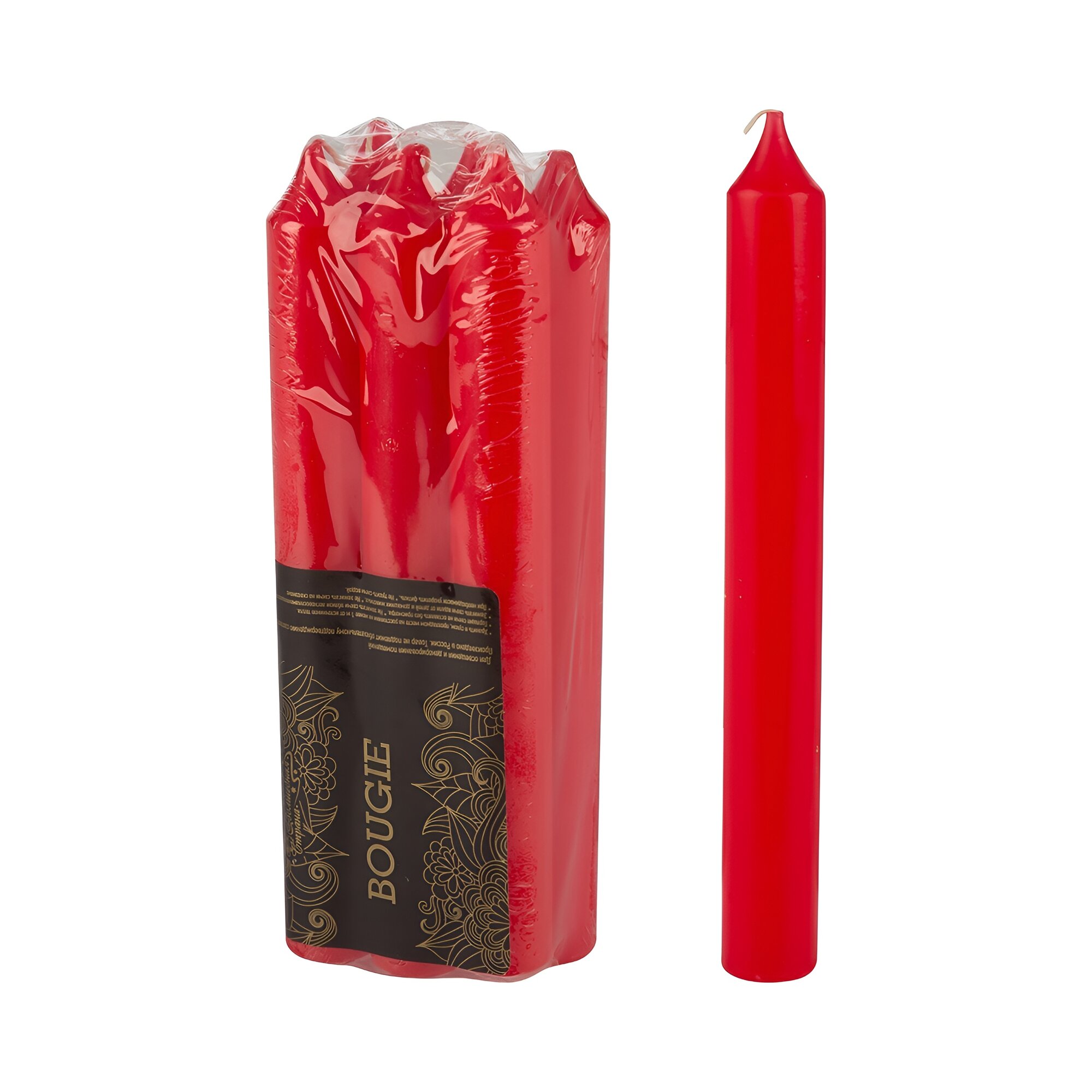 Свечи парафиновые столовые "Волшебная страна" Simple, 6 шт, красные