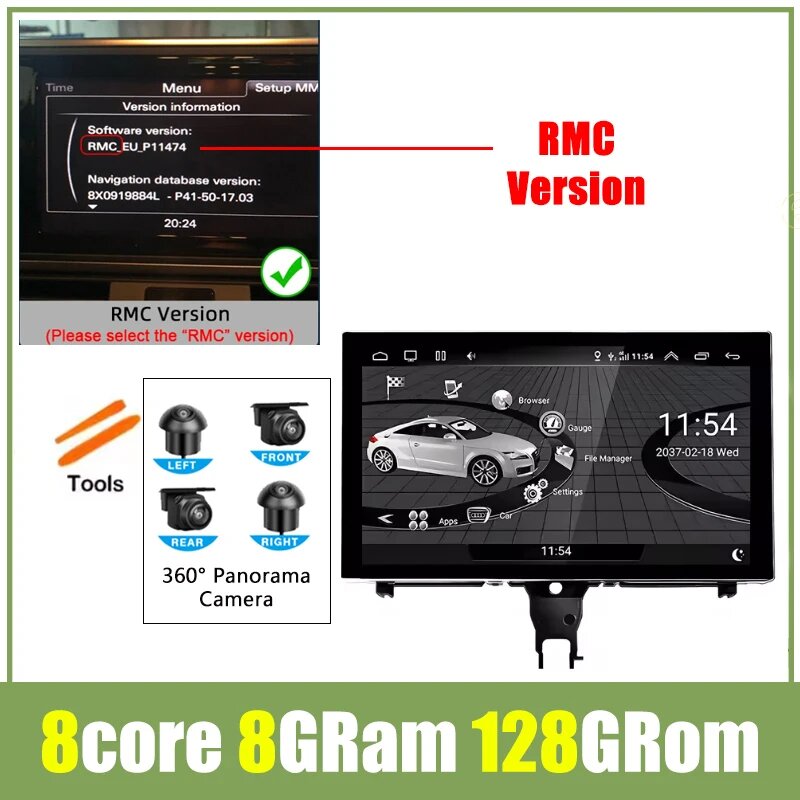 9-дюймовый для Audi A6 C7 A7 2012-2018 плеер автомобильный радиоприемник Android 15 RMC 8G 128G 360