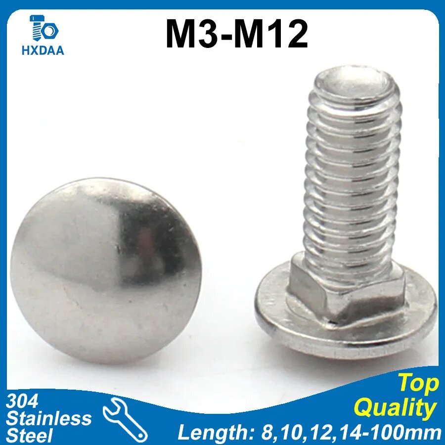 Болты каретки XIAOCHAO нержавеющая сталь DIN 603 M3 M4 M5 M6 M8 M10 M12 M4 X 10pcs, 12mm