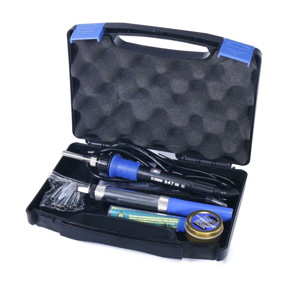 Набор для паяльных работ ELEMENT 947-III, паяльник+оловоотсос+пинцет+очиститель 16758