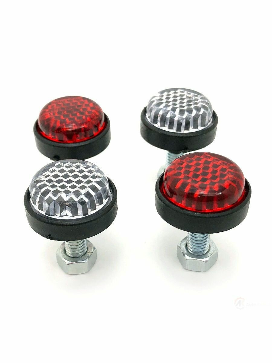 Болт крепления номерного знака CR-1 RED/WHITE светоотражающий (4шт)