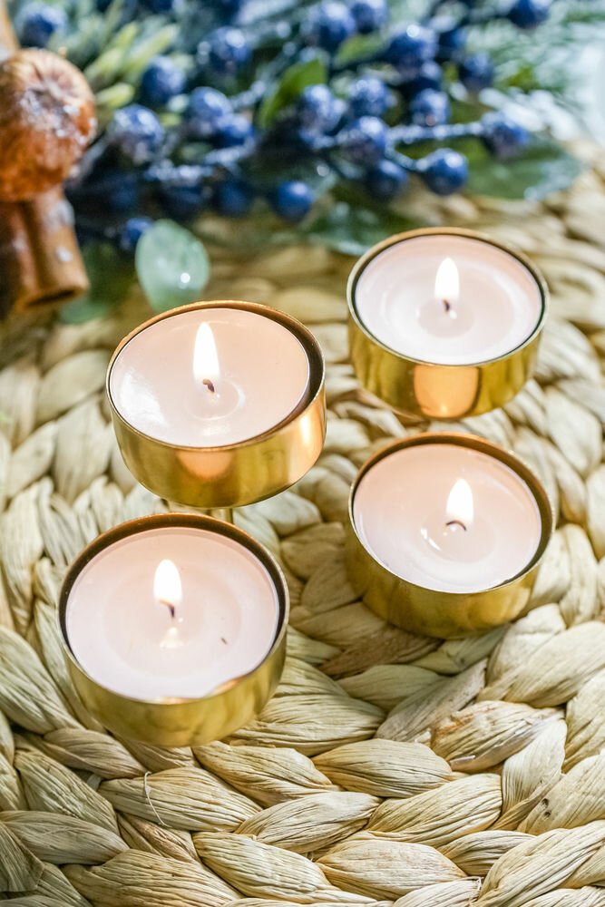 Набор подсвечников мобильный для чайных свечей металлический, золотой, 4х7.5 см, 4 шт, Kaemingk 385380