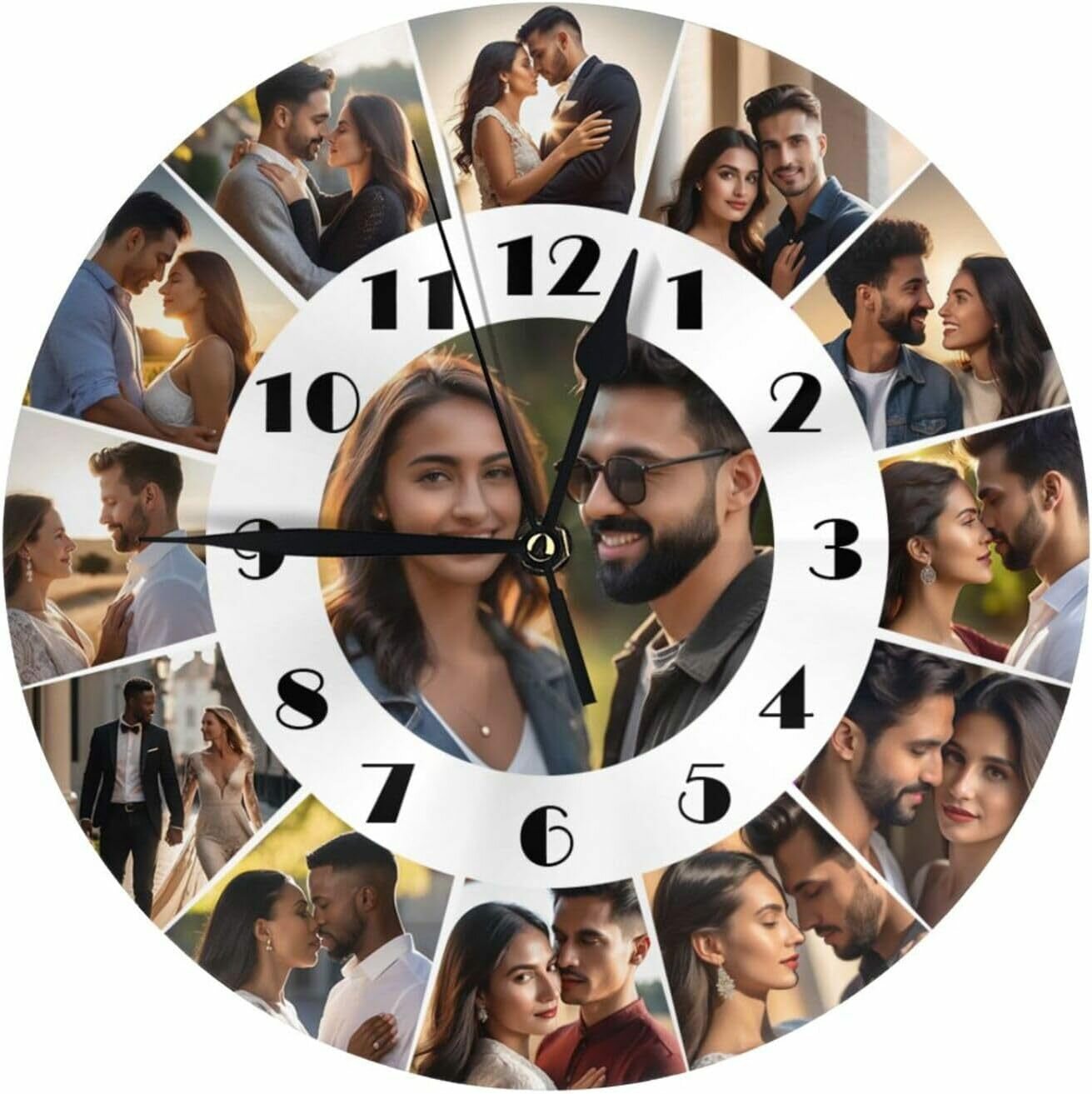 Настенные часы с индивидуальным изображением, фотоколлаж, семейные часы, персонализированные часы с печатью семейных фотографий, простой дизайн.