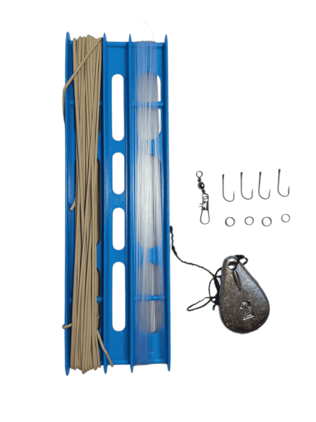 Донка оснащ. (резина 1,5мм. х 10м, леска 50м, крючки 4 шт, груз